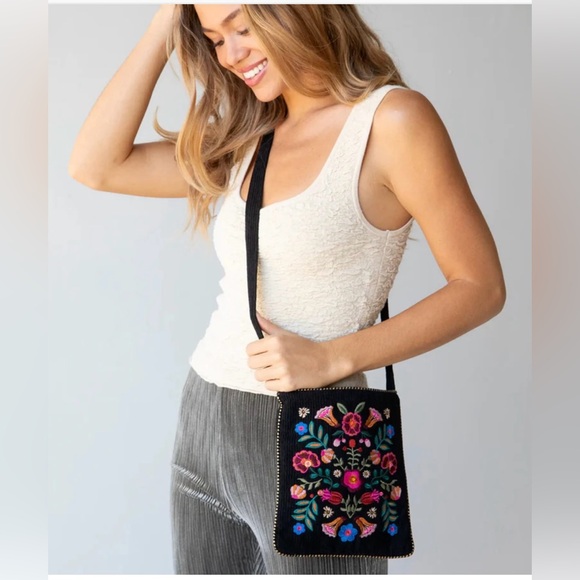 NATURAL LIFE | Bags | Natural Life Embroidered Corduroy Crossbody Boho ...